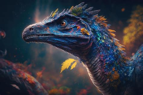Premium Ai Image Gigantoraptor Colorful Dangerous Dinosaur In Lush