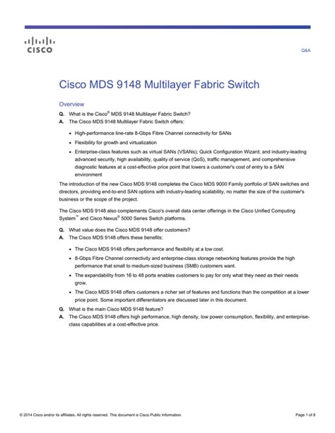Cisco MDS Multilayer Fabric Switch Overview