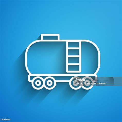 흰색 선 석유 철도 수조 아이콘 고립된 통 통 파란 배경 철도 차량에 기차 오일 탱크 철도 화물 석유 산업 긴 그림자 벡터 가솔린에 대한 스톡 벡터 아트 및 기타 이미지