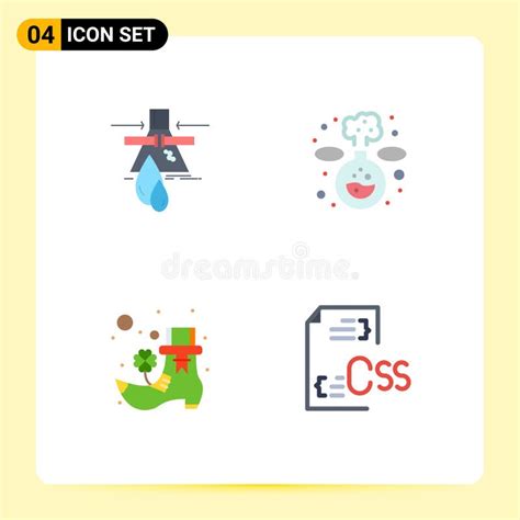 4 Thematic Vector Flat Icons And Editable Symbols Of Chemical Irish Factory Experiment