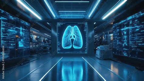 Futuristic Medical Imaging Holographic Lung Scan Hightech Diagnosis