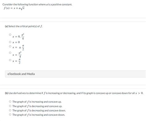 Solved Consider The Following Function Where A Is A Positive Chegg