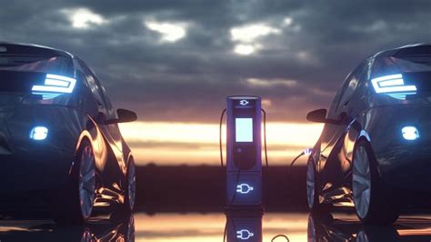 차는 전기 충전소에 주차되어 있습니다 전기 자동차 주차 3d 렌더링 전기 자동차 대체 연료 차량에 대한 스톡 사진 및 기타 이미지 전기 자동차 대체 연료 차량 전기