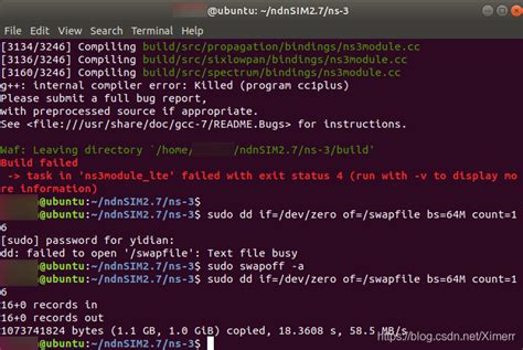 ndnsim 安装踩坑 ——g internal compiler error killed program cc1plus csdn博客