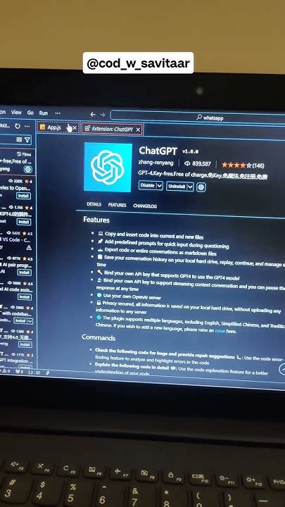 Integrating Chatgpt In Vscode Codewsavitaar Shorts Coding Trending Short Javascript Youtube