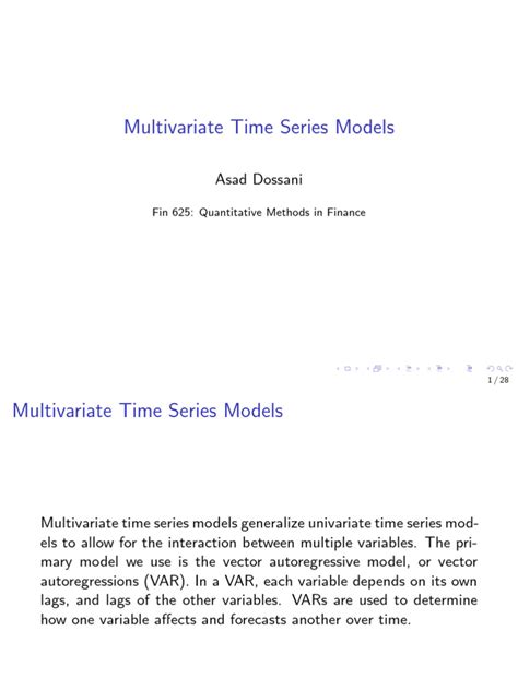 Multivariatetimeseriesmodels Pdf Vector Autoregression