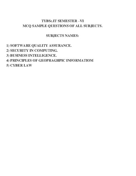 tybscit sem vi sample papers tybsc semester vi mcq sample questions