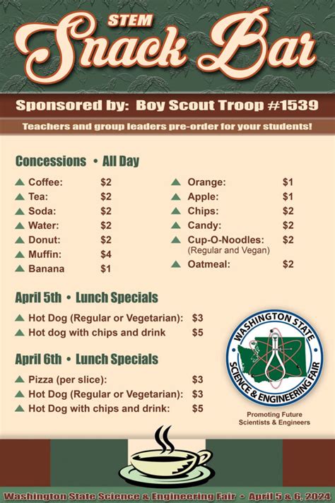 snack bar menu