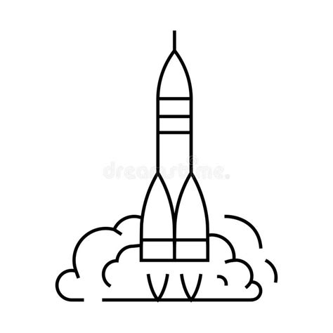 Rocket Launch Space Exploration Line Icon Vector Illustration Stock