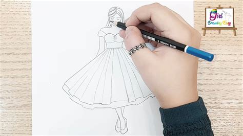 رسم سهل تعليم رسم بنت كيوت مع شعر طويل بالرصاص خطوه بخطوه للمبتدئين