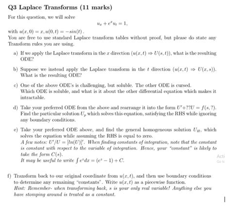 solved q3 ﻿laplace transforms 11 ﻿marks for this question