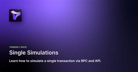 Single Simulations Tenderly Documentation