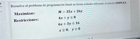 Solved Solves The Linear Programming Problem In Standard Form Using The Simplex Methodmaximize