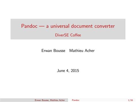Pandoc A Universal Document Converter Ppt