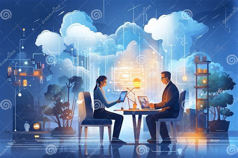 Web Developer Collaborating With Two Team Members Illustration Stock
