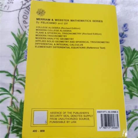 DIFFERENTIAL INTEGRAL CALCULUS By FELICIANO And UY Lazada PH