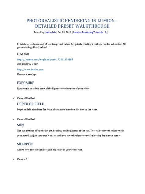 Lumion Setting Pdf Rendering Computer Graphics Shadow