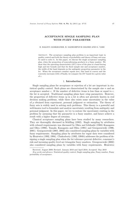 pdf acceptance single sampling plan with fuzzy parameter