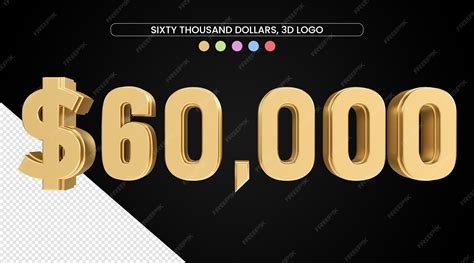 Premium Psd Sixty Thousand Dollars With Gold Texture 3d Number Symbol