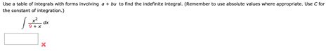Solved Use A Table Of Integrals With Forms Involving A Bu