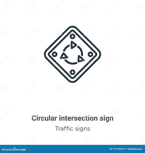 Circular Intersection Sign Outline Vector Icon Thin Line Black Circular Intersection Sign Icon