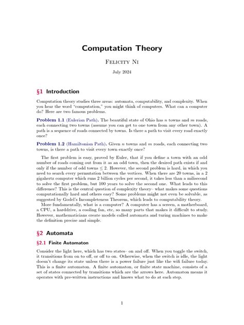 Computation Theory Lecture 1 Pdf Automata Theory Formalism Deductive