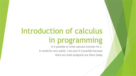 Introduction Of Calculus In Programming Ppt