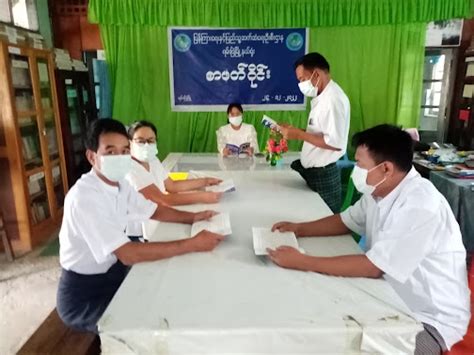 ရမ်းဗြဲမြို့ လူထုအခြေပြုဗဟိုဌာန Community Centre ခန်းမ၌ စာကြည့်တိုက်လုပ်ငန်းစီမံခန့်ခွဲရေးလက်စ