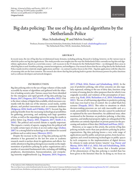 Pdf Big Data Policing The Use Of Big Data And Algorithms By The Netherlands Police