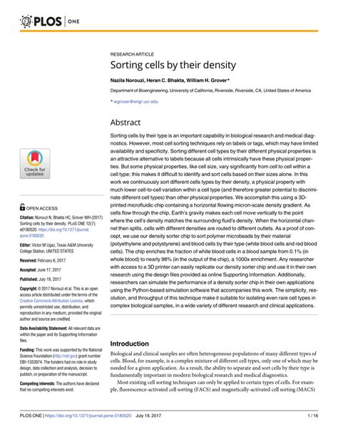 Pdf Sorting Cells By Their Density