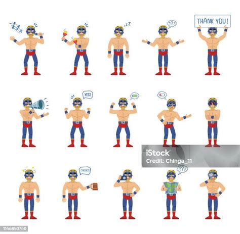 다른 행동 몸짓 감정을 보여주는 마음이 문자 집합입니다 쾌활 한 레슬링 선수 노래 잠자는 스피커를 들고 배너 지도 및 기타 작업을 수행 감정에 대한 스톡 벡터 아트 및 기타