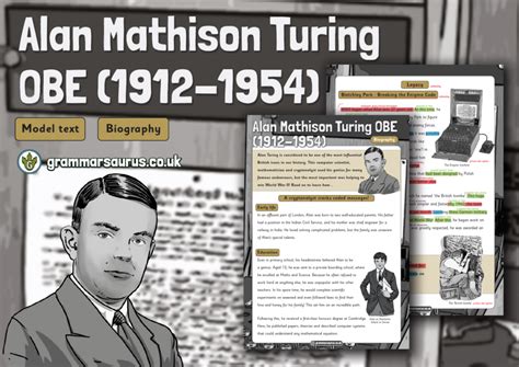 Year 3 Model Text Biography Alan Mathison Turing Obe 1912 1954