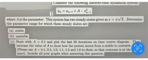 Solved Lonsıder The Following Discrete Time Dynamical