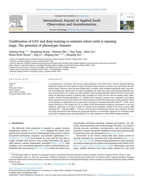 Pdf Combination Of Uav And Deep Learning To Estimate Wheat Yield At Ripening Stage The