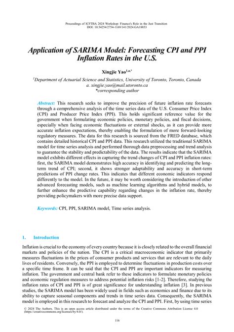 Pdf Application Of Sarima Model Forecasting Cpi And Ppi Inflation Rates In The U S