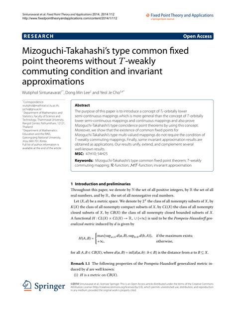 Pdf 2014 Fpta Mizoguchi Takahashis Type Common Fixed Point Theorems