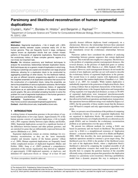 Pdf Parsimony And Likelihood Reconstruction Of Human Segmental