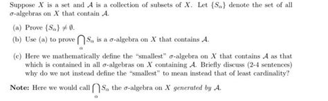 Solved Suppose X Is A Set And A Is A Collection Of Subsets Chegg Com