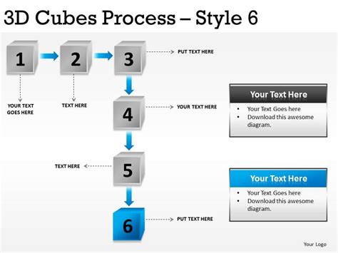 D Cubes Process Style PPT PowerPoint Templates Backgrounds Template PPT Graphics