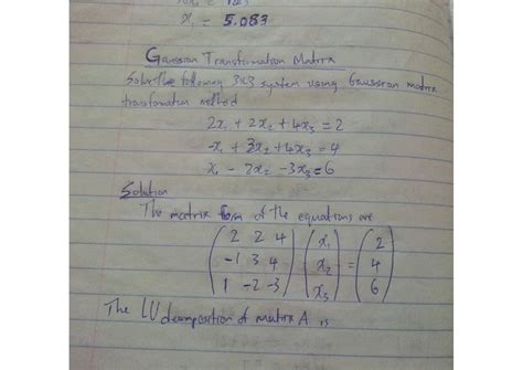 SOLUTION Gaussian Transformation Matrix Method To Solve Linear Equations Studypool