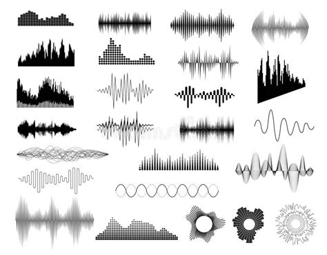 Signal Wave Set Vector Analog Signals And Digital Sound Waves Forms