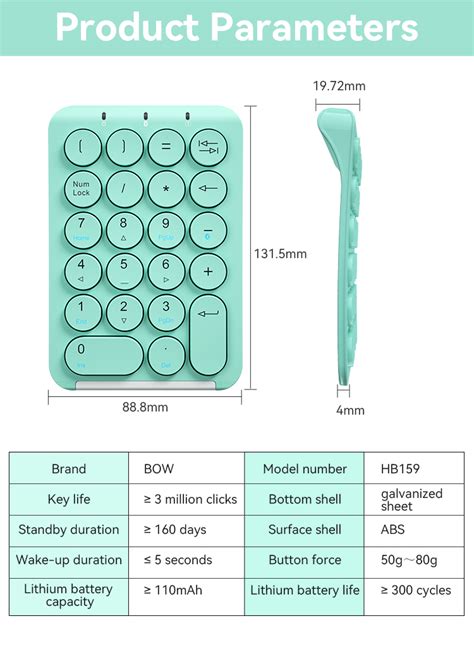 BOW HB159 Wireless Bluetooth Numeric Keypad White Vibe Gaming