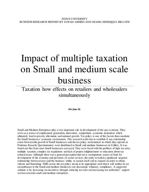 Research Report Impact Of Multiple Taxation