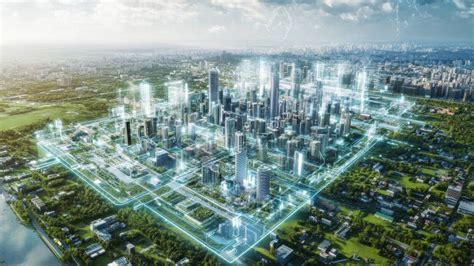 Innovative Urban Planning Sustainable Smart City Development Using Digital Tablet Design Stock