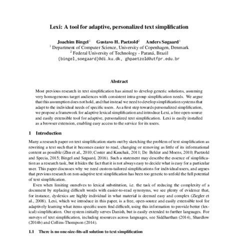 Lexi A Tool For Adaptive Personalized Text Simplification Acl Anthology