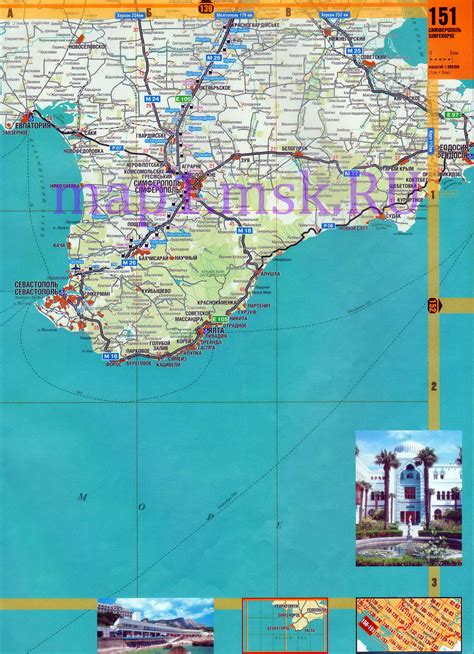 Карта Крыма Подробная карта автомобильных дорог Крыма B0