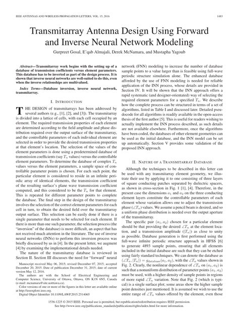 Pdf Transmitarray Antenna Design Using Forward And Inverse Neural