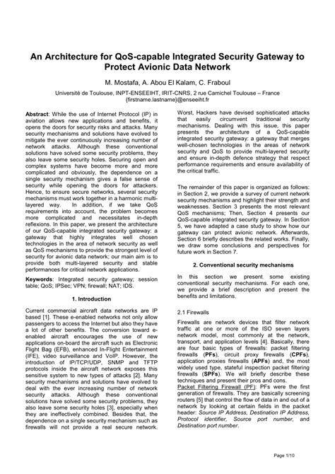 pdf an architecture for qos capable integrated security gateway to protect avionic data network