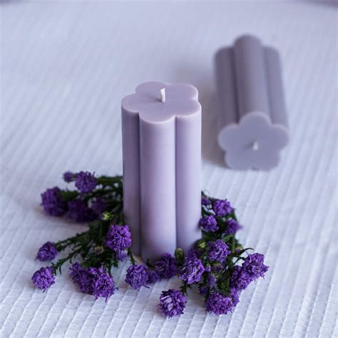 Set Of 2 Lavender Scented Pillar Candles Scented Candles For Home