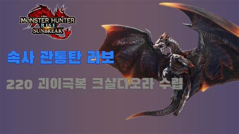 몬스터헌터 썬브레이크 속사관통탄라보 220 괴이극복 크샬다오라 수렵 Youtube